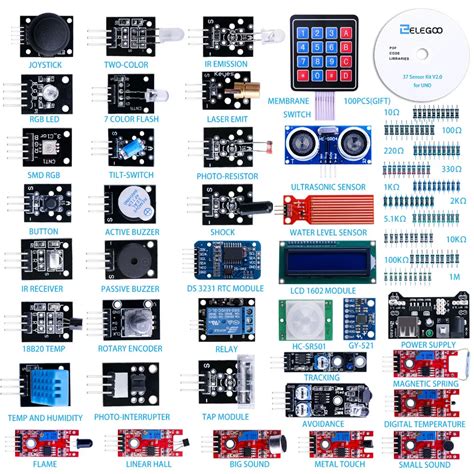 ELEGOO Arduino Uno Nano R Set Due Sensor Arduino Kit Modules Upgraded In Kit Demo Board