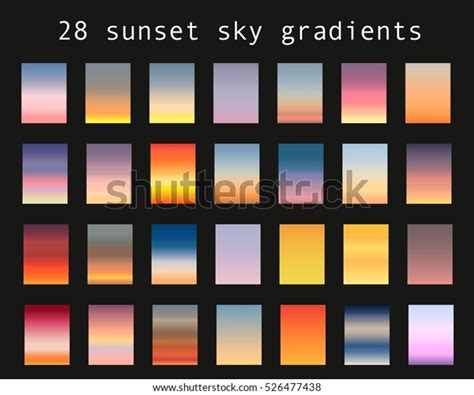Sunset Gradient Bundle Sky Backgrounds Nature Stock Vector Royalty
