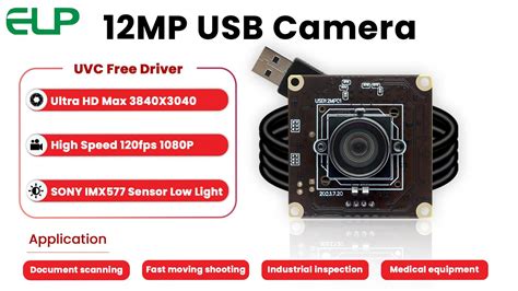 Elp Ultra Hd 12mp Usb Camera Module High Speed 4k 30fps 1080p 120fps Pc Webcam Sony Imx577