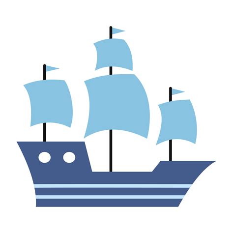 Vector Cute Blue Sailboat Sea Ship With Sails Sea Research Transport 17079221 Vector Art At