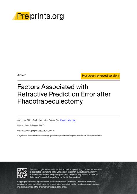 Pdf Factors Associated With Refractive Prediction Error After