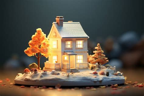 3d Tilt Shift Blurred Background Realistic Home Interior Generative Ai Stock Illustration