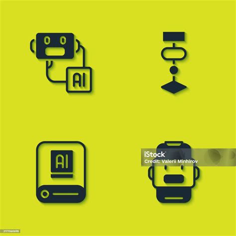 Set Artificial Intelligence Robot Chat Ai And Algorithm Icon Vector Stock Illustration