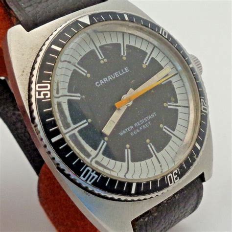 1975 Mens Caravelle By Bulova 666 Devil Diver Stainless Wristwatch