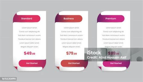 Modern Gradient Pricing Comparison Table Template For User Interface向量圖形及更多價格圖片 Istock