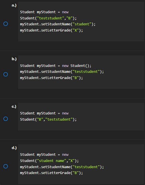 Solved Given The Following Class What Sets Of Statements Chegg