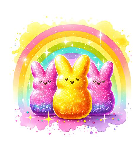 Glitter Rainbow Peeps Png Easter Peeps Clipart Easter Sublimation