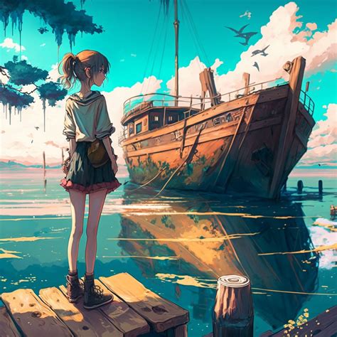 Girl On A Dock By Animatio7 On Deviantart