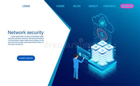 Data Center Server Room And Big Data Processing Protecting Data Security Concept Stock Vector