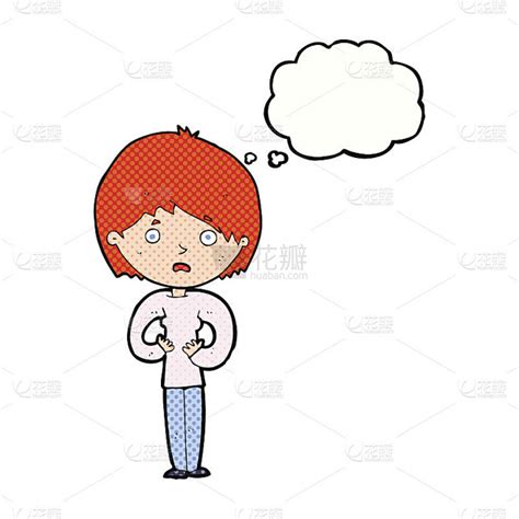 制作《我是谁》的卡通女性手势与思想泡泡