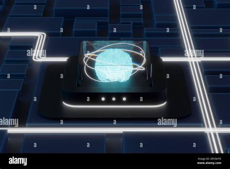 Digital Brain Sitting On A Computer Chip With Internet Connection And Neural Network Training