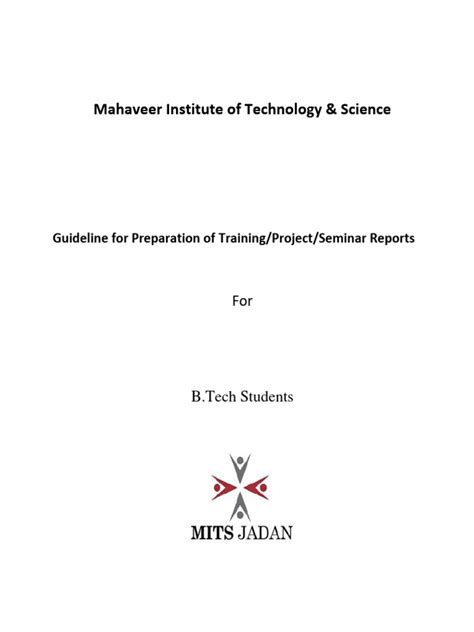 Guidelines For Ug Training Project Seminar Report Format Pdf