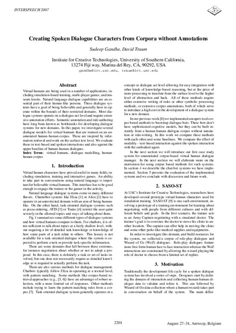 Pdf Creating Spoken Dialogue Characters From Corpora Without Annotations