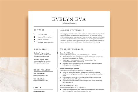 Executive Resume Template Graphic By Victoriousvita · Creative Fabrica