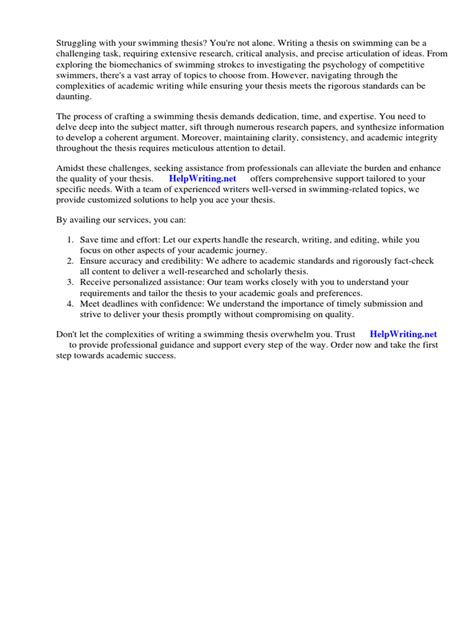 Swimming Thesis Writing Help Pdf Swimming Thesis