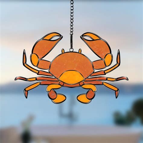 Crab Stained Glass Pattern Coastal Suncatcher Template Pdf Svg Png