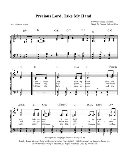 Precious Lord Take My Hand Arr Leonora Hardy By George Nelson Allen