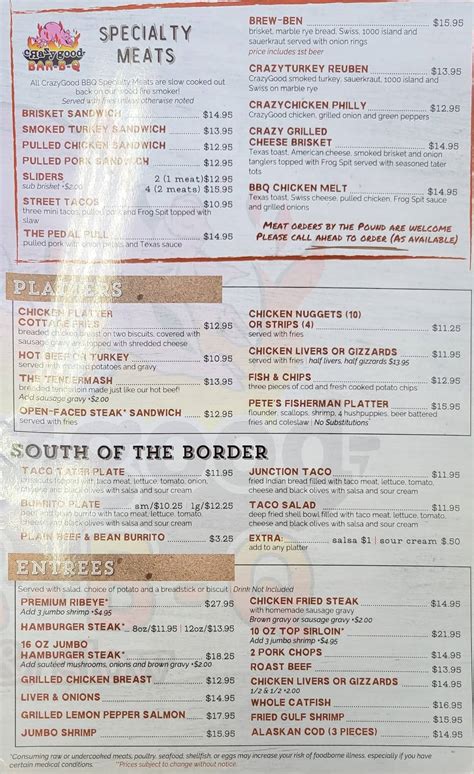 Menu At Junction Cafe Bedford