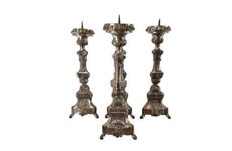 Four Early 19th Century Silverplate Pricket Sticks The Hoarde Vintage
