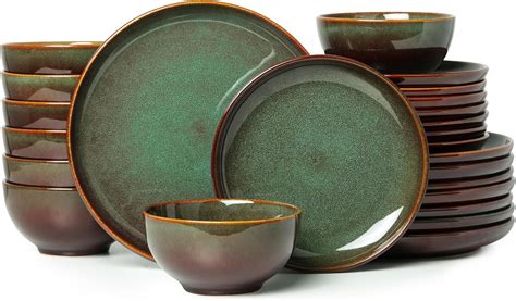 Stoneware Dinnerware Sets Service For 4 12 Pcs Reactive Glaze Plates