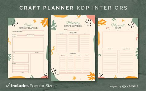 Craft Planner Diary Template Kdp Interior Design Vector Download