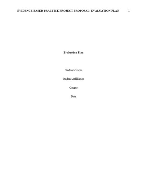 Evidence Based Practice Project Proposal Pdf Randomized Controlled