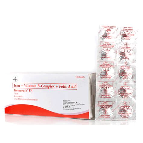 Hemarate Fa Iron Vitamin B Complex Folic Acid 60mg 600mg 20mg