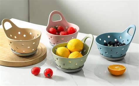 Neaylfe Ceramic Berry Basket Berry Colander With Handles
