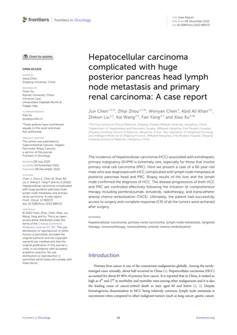 Pdf Hepatocellular Carcinoma Complicated With Huge Posterior Pancreas Head Lymph Node