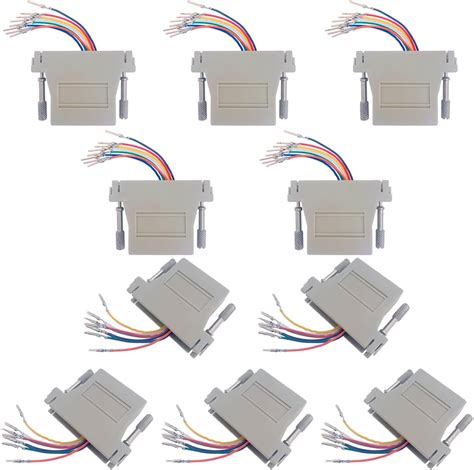 Jienk 10pcs Db25 To Rj45 Modular Adapter Rs232 Db25 To Rj45 Female Jack Ethernet