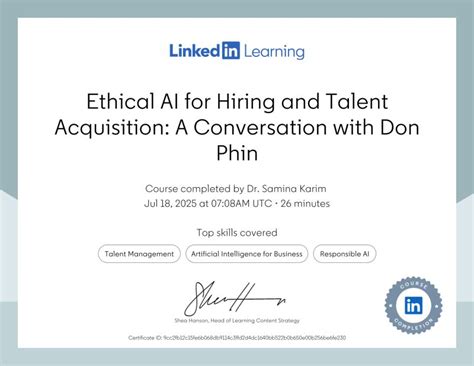 Just Finished The Course “ethical Ai For Hiring And Talent Acquisition