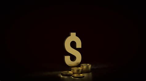 El Oro Dólar Símbolo Y Monedas En Negro Antecedentes 3d Representación