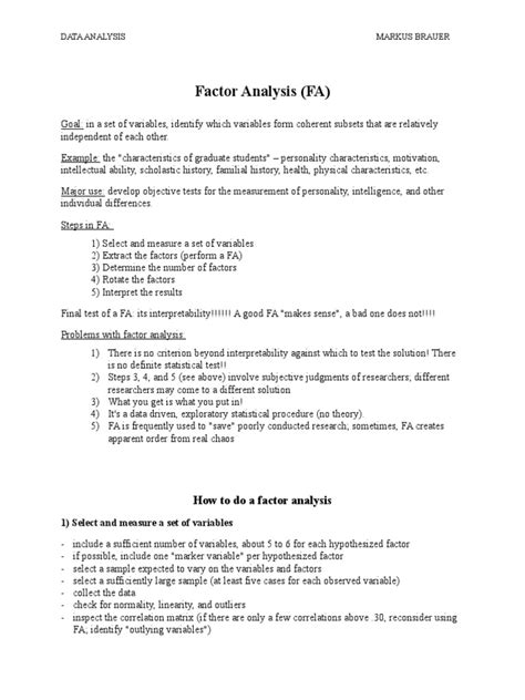 Factor Analysis A Step By Step Guide Pdf Factor Analysis