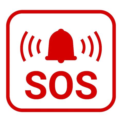 Premium Vector Red Sos Sign With Ringing Bell And Sound Waves