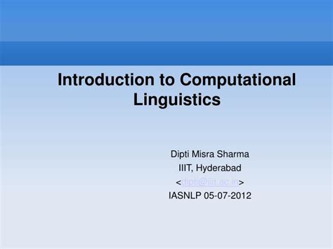 PPT Introduction To Computational Linguistics PowerPoint Presentation ID