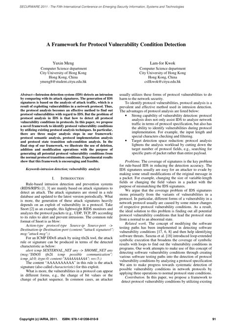 Pdf A Framework For Protocol Vulnerability Condition Detection