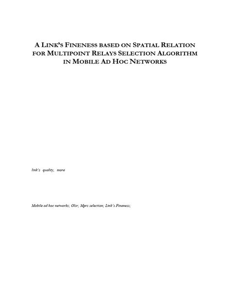 A Links Fineness Based On Spatial Relation For Multipoint Relays Selection Algorithm In Mobile