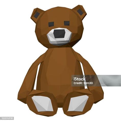 흰색 배경에 고립 된 낮은 폴리 갈색 테디 베어 3d 벡터 일러스트레이션 갈색에 대한 스톡 벡터 아트 및 기타 이미지 갈색 고체 귀여운 Istock