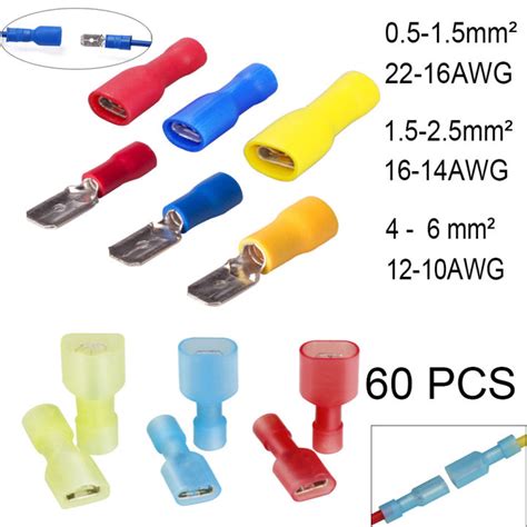 60pcs 30 Pairs Spade Terminal Female Male Connector Lug Wire Terminal