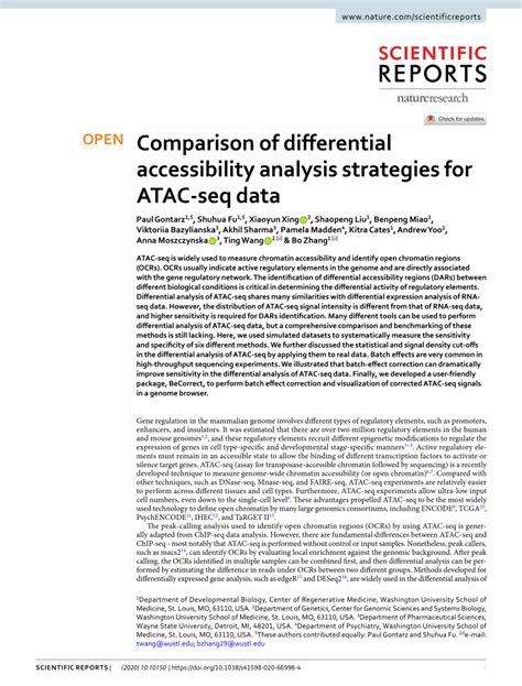 Pdf Comparison Of Differential Accessibility Analysis Strategies For Atac Seq Data