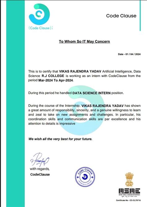 Vikas Yadav On Linkedin Datascience Datascientist Internship Codeclause Machinelearning