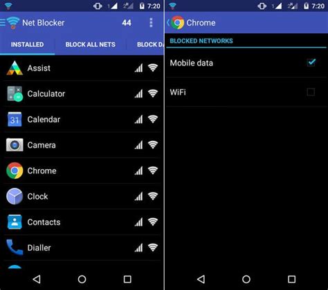 how to restrict internet access to a particular app on android