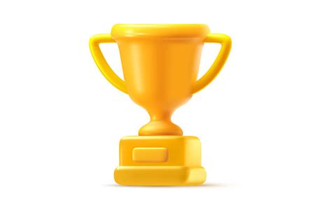 흰색 배경에 황금 챔피언 우승자 컵의 벡터 사실적인 그림 스포츠 성공 상 황금 승리 보상의 3d 만화 스타일 디자인 우승자 상품 트로피 컵 아이콘 Championship에