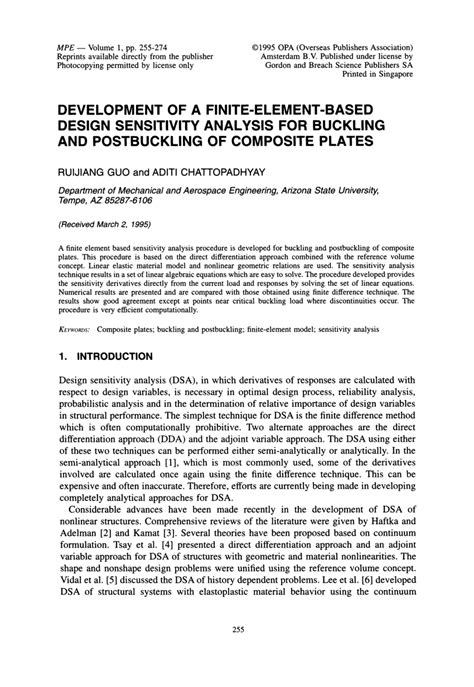 Pdf Development Of A Finite Element Based Design Sensitivity Analysis