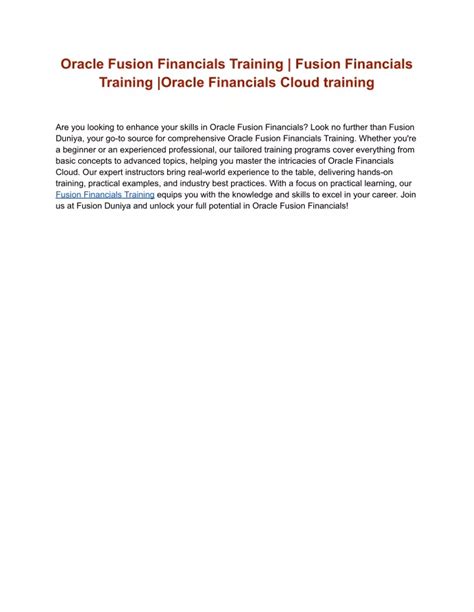 Ppt Oracle Fusion Financials Training Fusion Financials Training Powerpoint Presentation