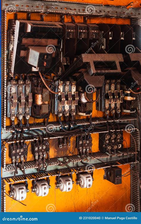 Electrical Panel Of An Abandoned Assembly Plant Rusty Electrical