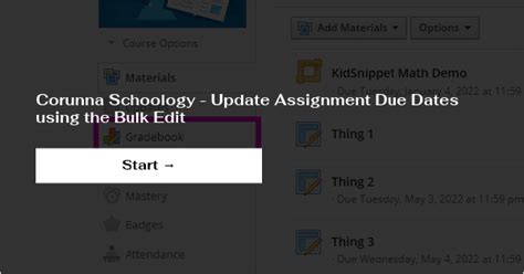 corunna schoology update assignment due dates using the bulk edit