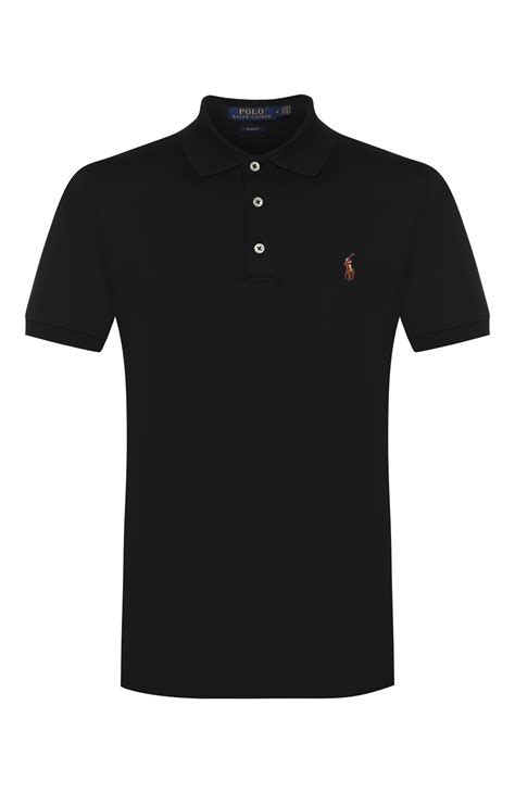 Мужское черное хлопковое поло POLO RALPH LAUREN купить в интернет ...