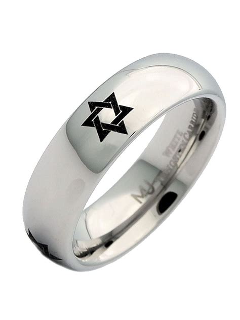 Metals Jewelry White Tungsten Carbide Star Of David Polished Classic