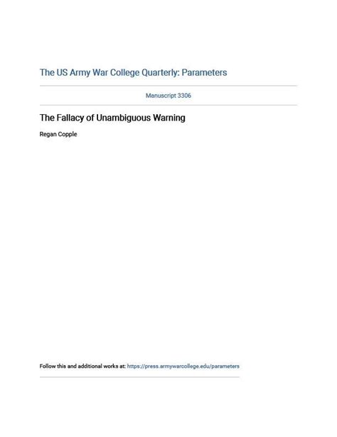 The Fallacy Of Unambiguous Warning Institute For Defense Analyses